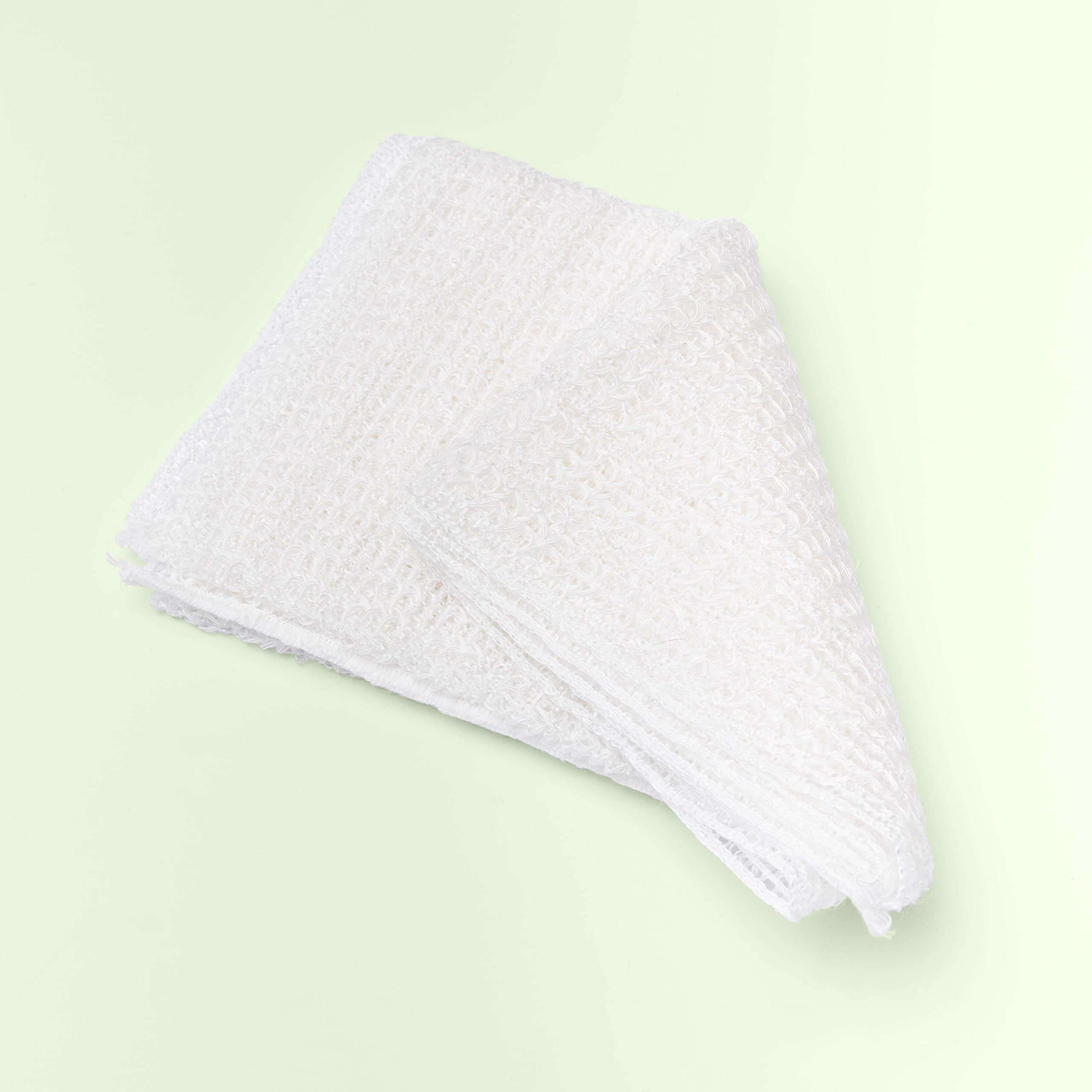 KUMA Soft Exfoliating Washcloth & Towel: Wash & Scrub Your Body - Cloth for Bath & Shower - Japanese Design & Made - Organic & Sustainable [Double Pack: Natural White]