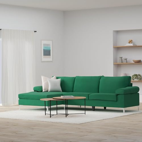 Casa Andrea Milano llc Modern Large Velvet Fabric Sectional Sofa L Shape Couch with Extra Wide Chaise Lounge