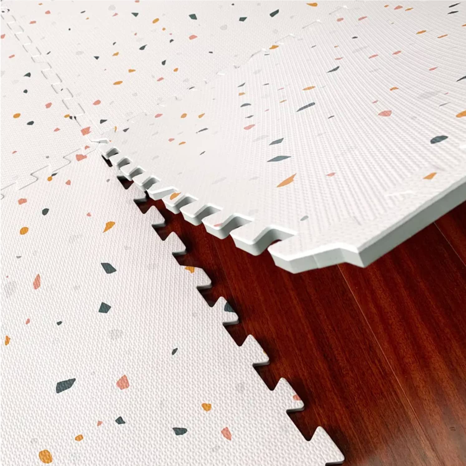 Baby Foam Play Mat 4'x6' (Pink Multi Terrazzo) Non Toxic, Foam, BPA Free, No Odor, Water Resistant, can be Combined to Make Larger