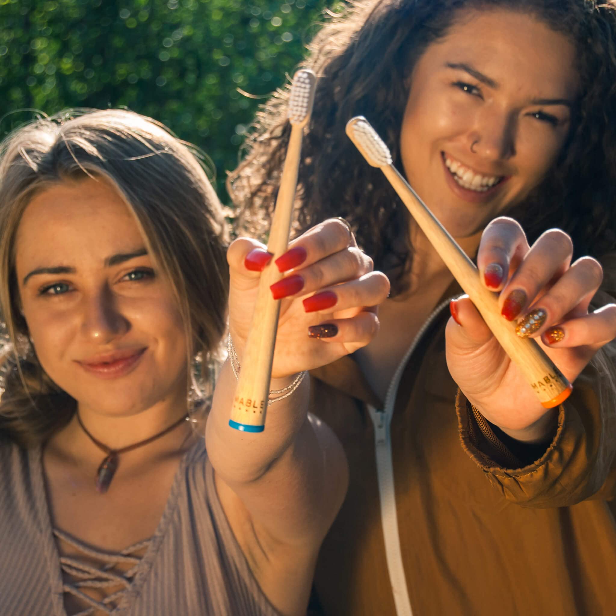 MABLE Bamboo Toothbrush, Adult Two Pack, BPA-Free Soft Bristle Toothbrushes, Eco-Friendly, Compostable Natural Wooden Toothbrush