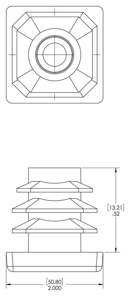 Caplugs SQR-2-4-8 – SQR Series – Plugs for Square Tubing, 100 Pack, to Fit Square Tube OD 2.000" x Height 0.52", Wall Thickness 4-8 Ga. (.238-.165"), PE-LD, Black, Exterior Ribs (99192493)