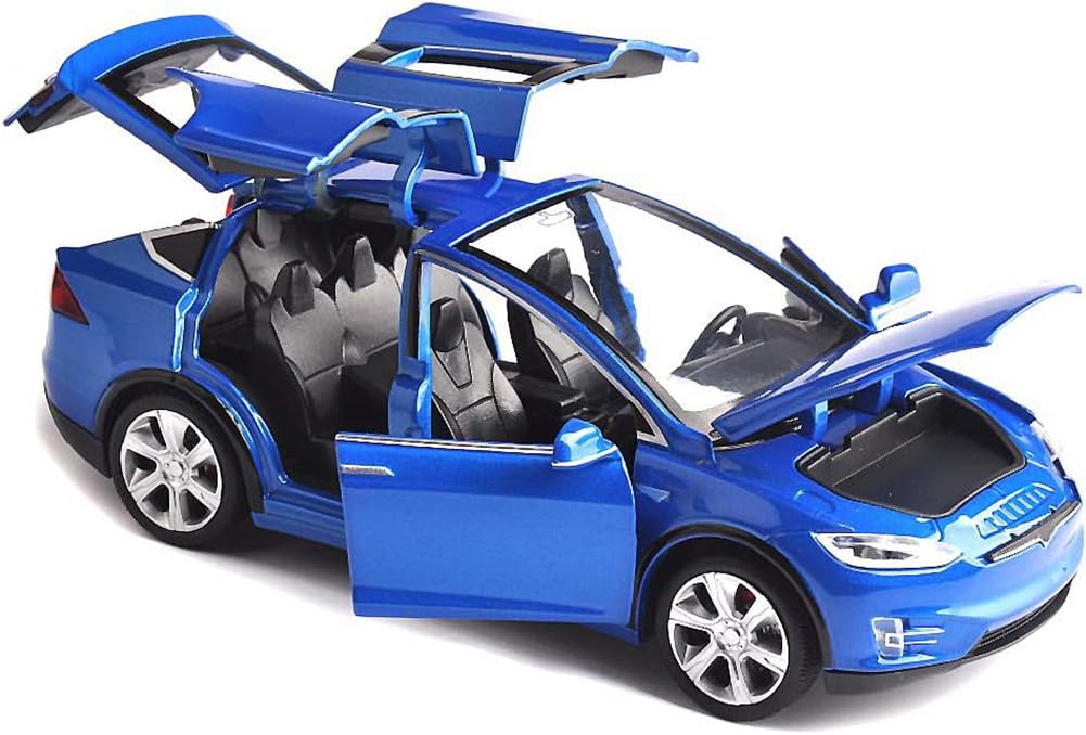 ANTSIR Car Model X 1:32 Scale Alloy diecast Pull Back Electronic Toys with Lights and Music,Mini Vehicles Toys for Kids Gift (Blue)