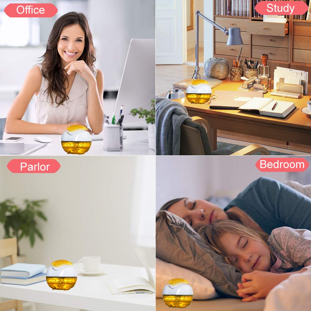 Agkey Cool Mist Humidifier Portable Mini Humidifier with Night Lights Super Quiet Humidifiers for Bedroom Baby Home Office Automatic Shut-Off Personal Desktop Humidifier (Yellow)