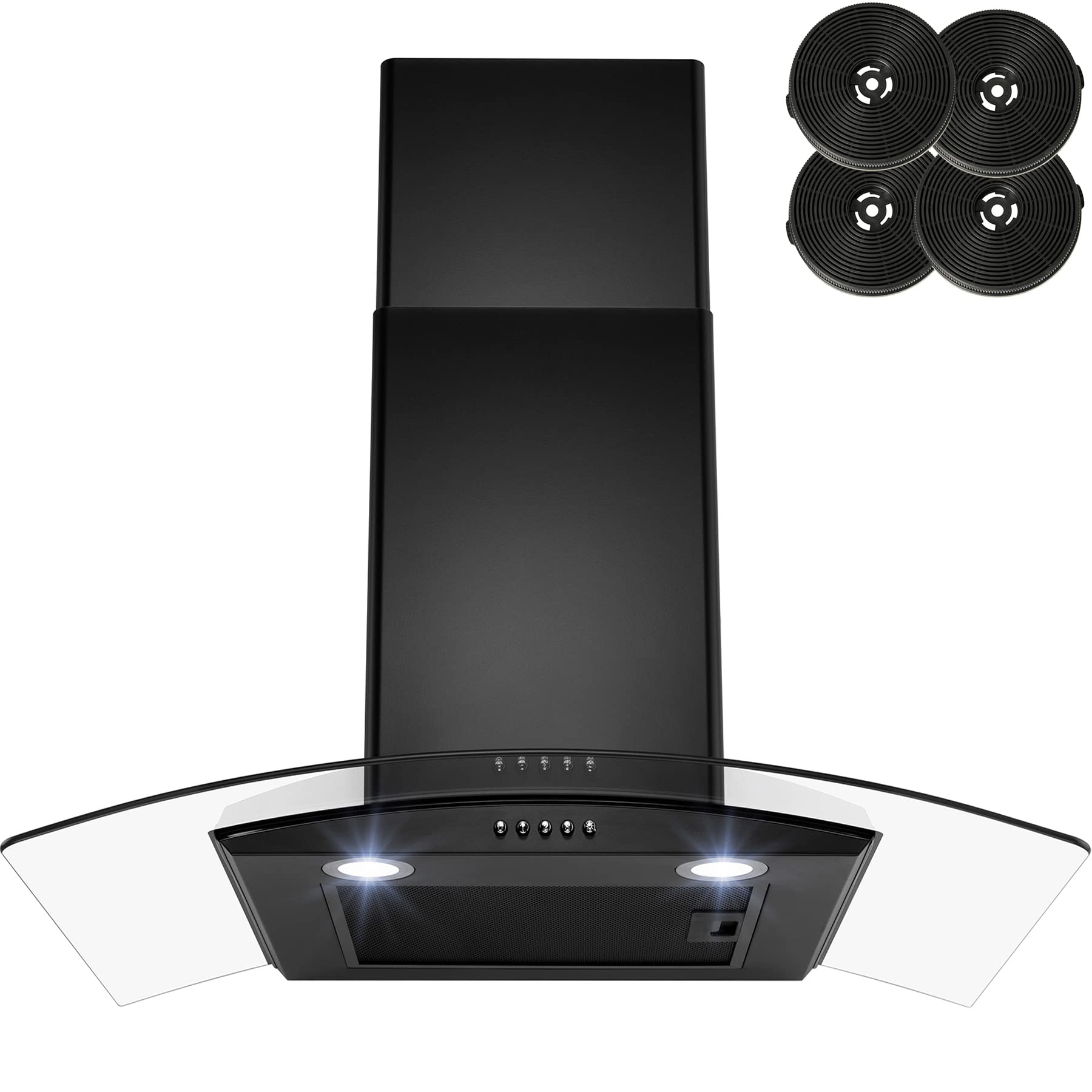 AKDY RH0475CFL Range Hood, 30 in, Black Painted