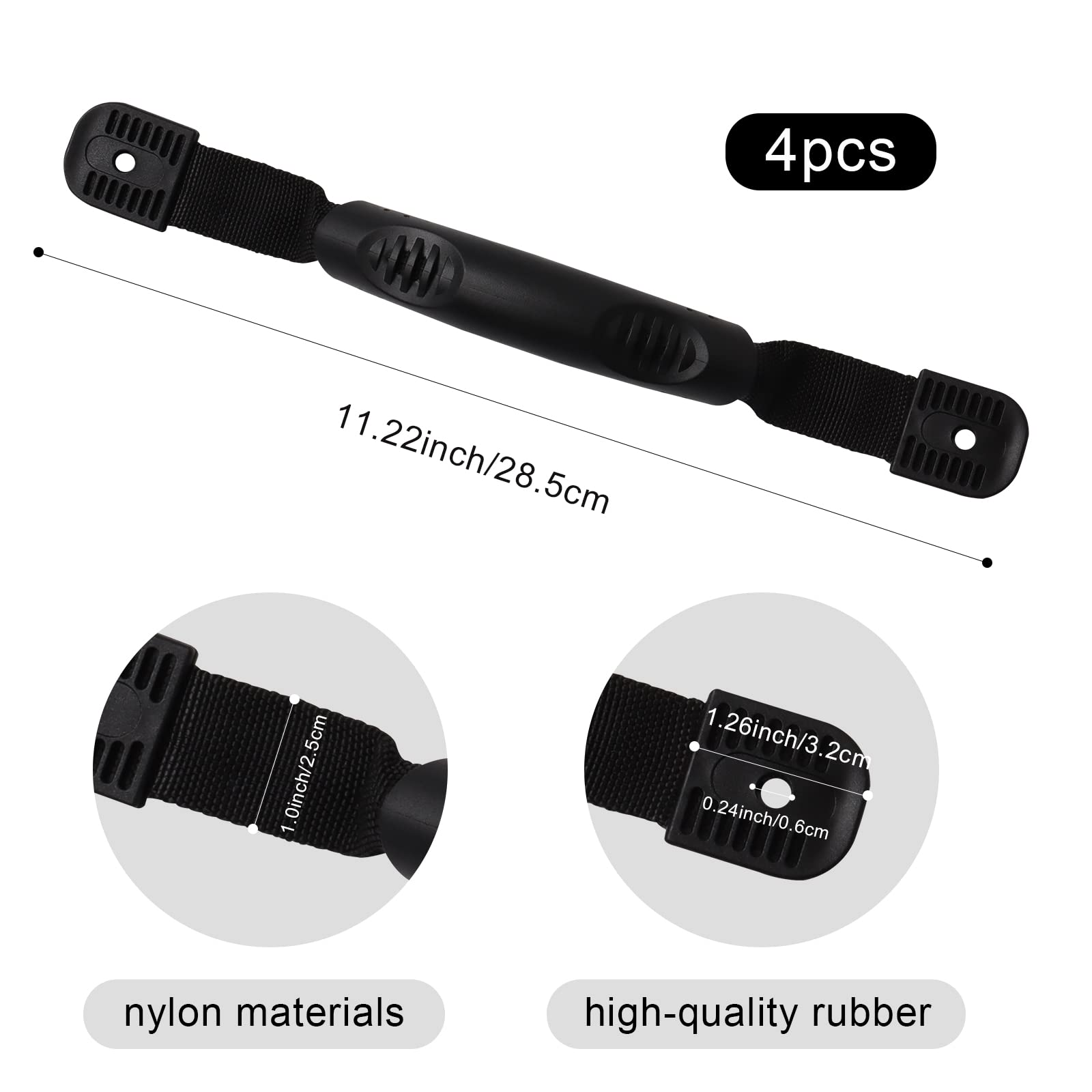 Anjmd 4 Pieces Kayaks Carry Handles,Kayak Handles with Screws,Boat Side Mount Carry Handle Replacement Accessory Replace Handles for All Kinds of Kayaks, Canoes, Suitcase Luggage, etc (Black)