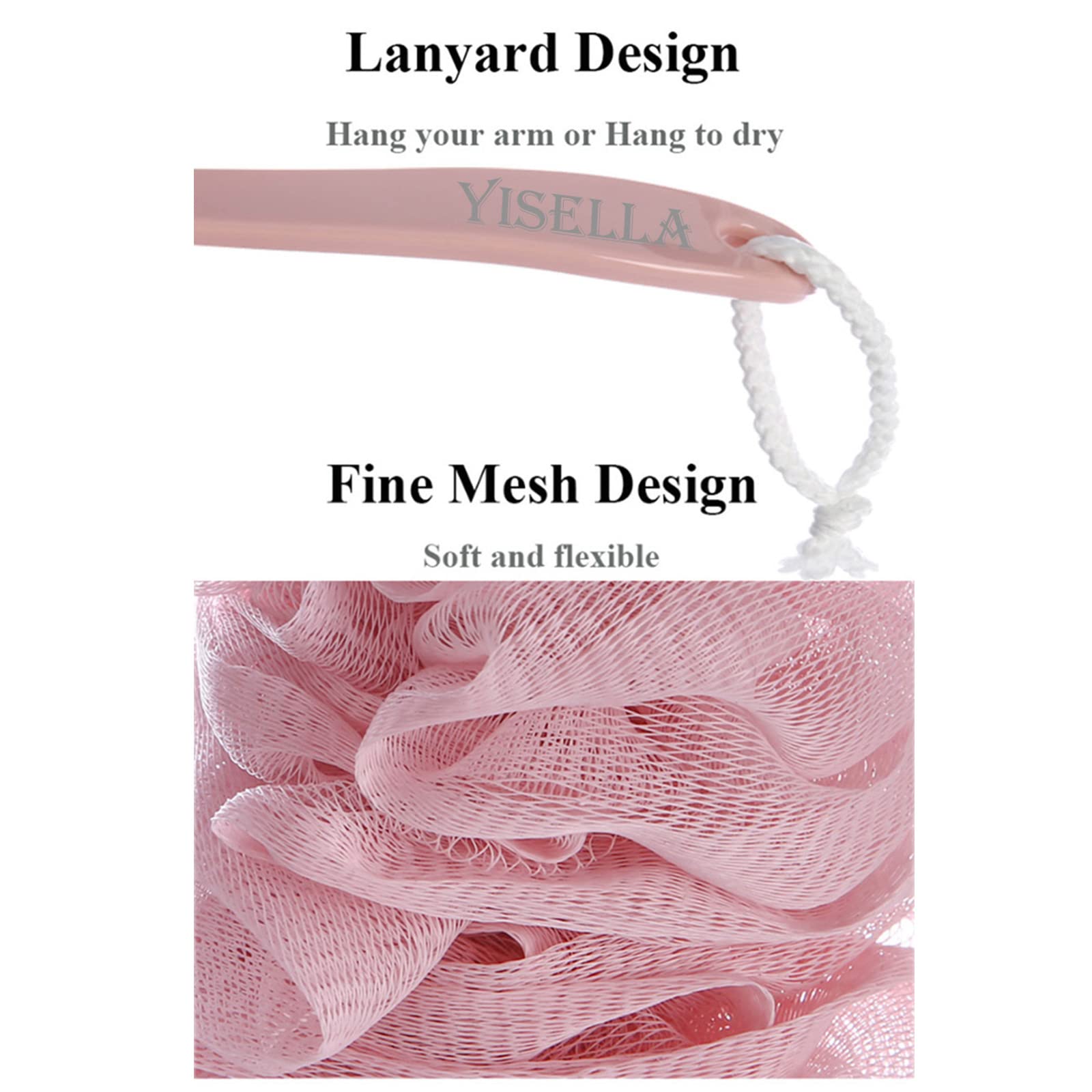 Back Scrubber for Shower for Women & Men Shower Back Brush PE Soft Mesh luffa sponges with Handle Shower Loofah On A Stick