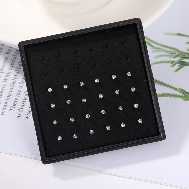 IPINK 24 Nose Rings Bone Stud CZ Gem 20G Lot 24 Pieces CZ Steel in Case Mix Colors