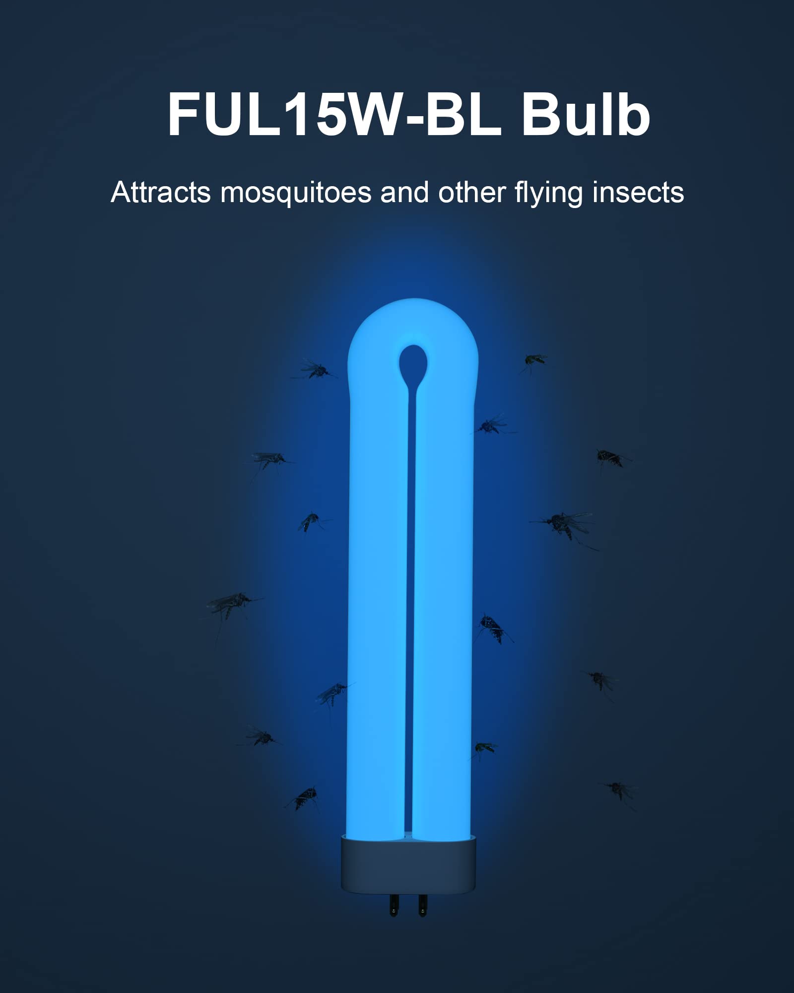 Bug Zapper Replacement Light Bulb for 15 Watt Insect Attracting Lamp, 7.5-inch FUL 15W-BL U-Shaped Bulb for BB-15wht BZ-15, BF35 BK-15D, JY-02, K15, X3, T6, T8, T9, B1515 UV15, FP15, TZ15 Bug Zapper
