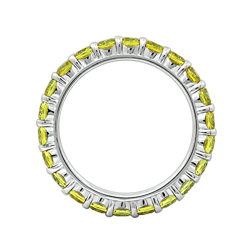 Amazon Essentials Platinum Plated Sterling Silver Infinite Elements Cubic Zirconia All-Around Golden Yellow Eternity Ring, Size 9, (previously Amazon Collection)