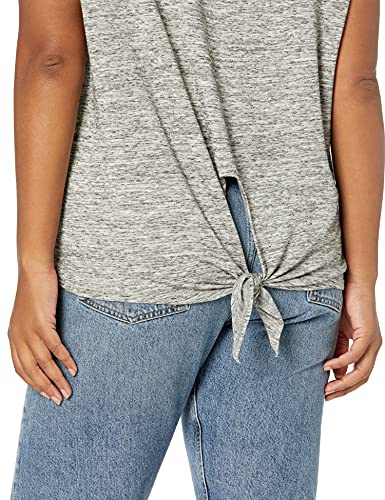 Amazon Brand - Daily Ritual Women's Supersoft Terry Dolman Short-Sleeve Tie-Back Shirt, Heather Grey Spacedye, X-Large
