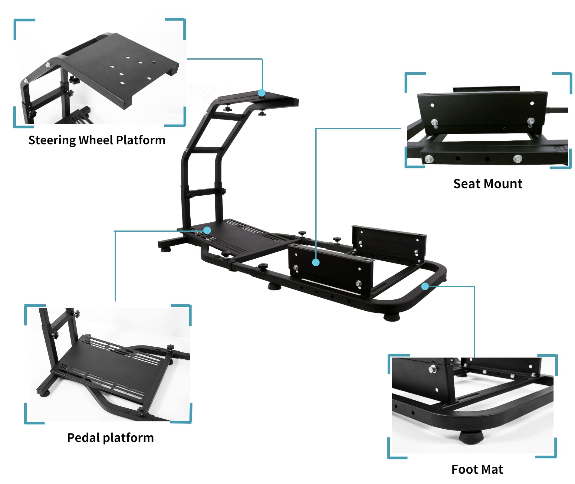 Anman G25 Racing Simulator cockpit with Black Gaming Seat Fit for Logitech G27 G29 G920 G923,Thrustmaster T500RS T300RS race car seat, NOT Include Wheel Shifter Pedal