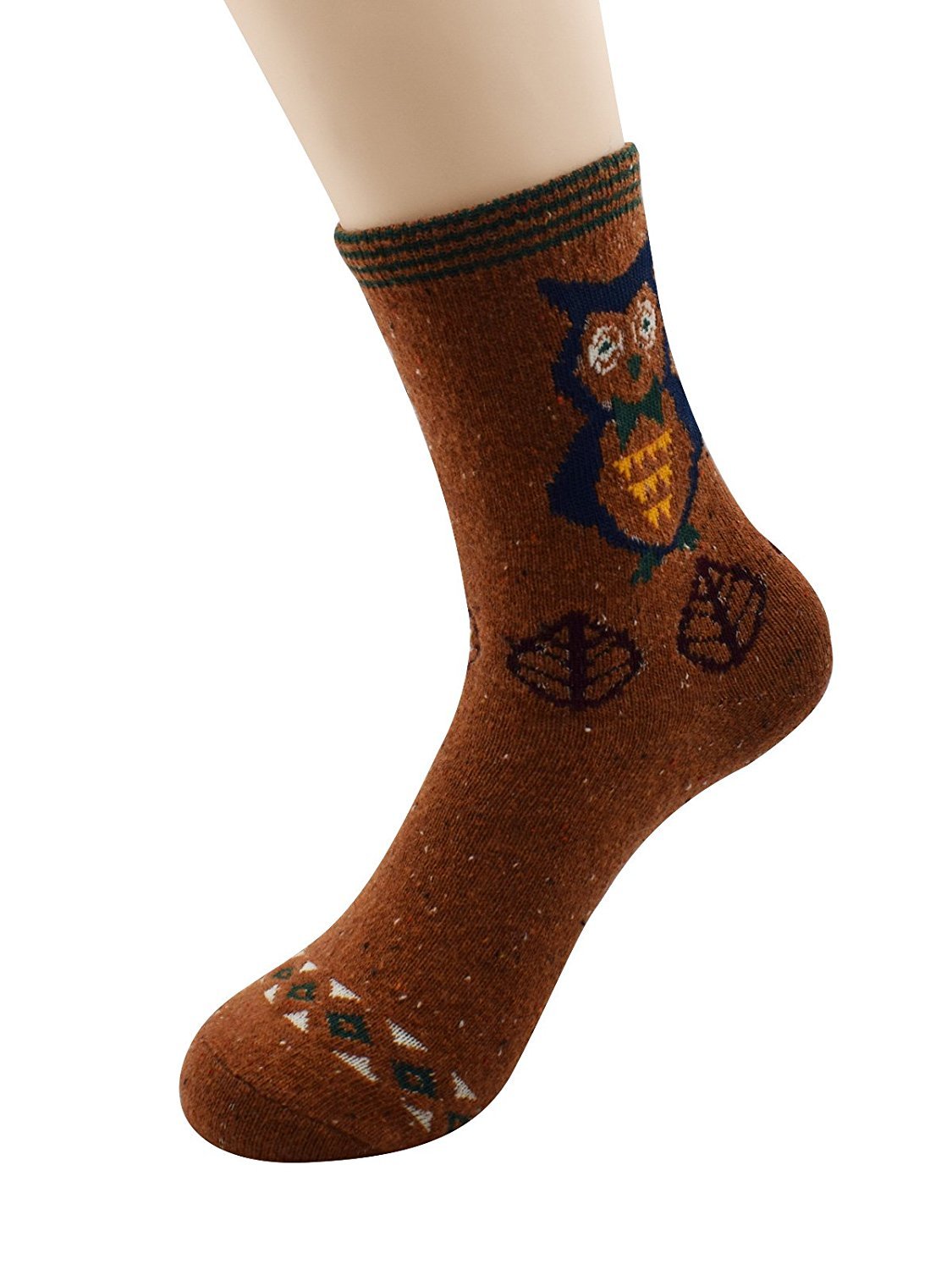 American Trends Women's Winter Thick Warm Athletic Crew Socks Cute Animal Vintage Style Wool Knitting Sock 3 Pack Owl