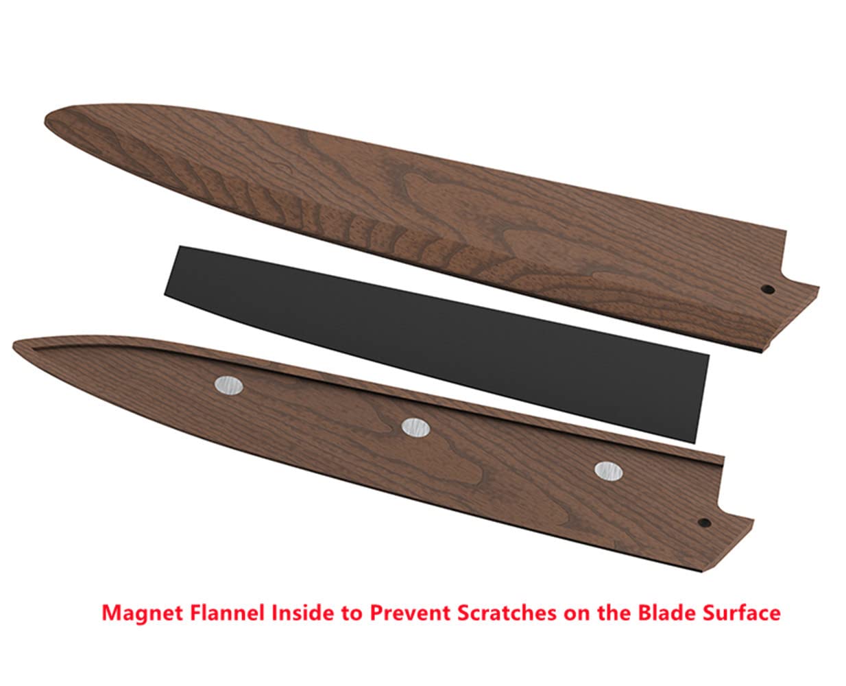 Aibote Handmade Natural Black Walnut Wood Japanese Gyuto Chef Knives Sheath Magnetic Knife Case Holder Protector Wooden Cover (A,8 inch)