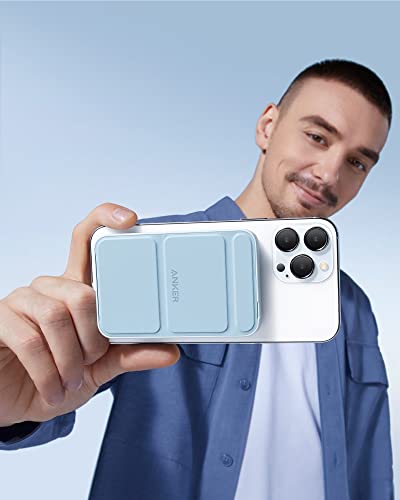 Anker Magnetic Battery (MagGo), 5,000 mAh Foldable Magnetic Wireless Portable Charger and USB-C for iPhone 15/15 Plus/15 Pro/15 Pro Max, iPhone 14/13 Series(Misty Blue)