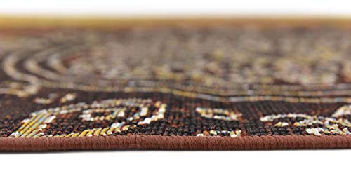 Unique Loom Outdoor Modern Collection Area Rug - Trio (5' 3" x 8' Rectangle, Rust Red/ Gold)