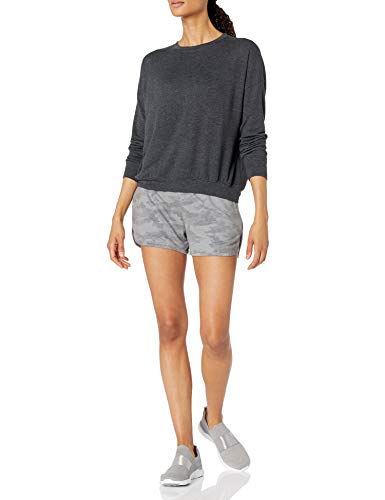 Amazon Brand - Core 10 Women's Soft Cotton French Terry Crew-Neck Long-Sleeve Sweatshirt, Dark Heather Grey, X-Large