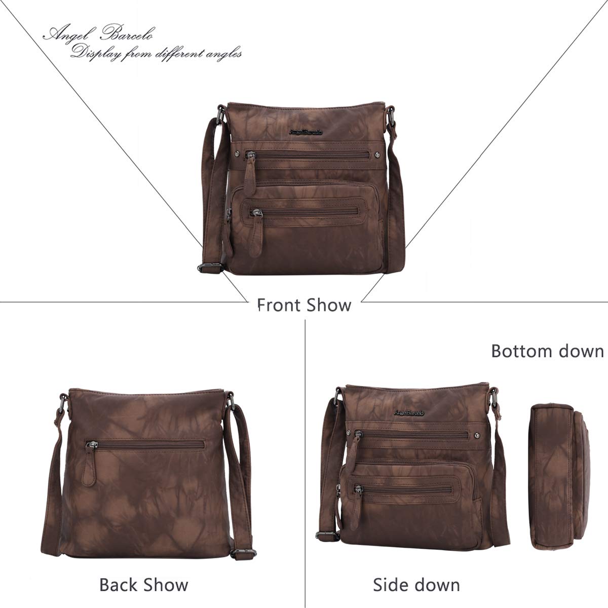 Angel Barcelo Crossover Purse and Handbags Crossbody Bags for Women,Ultra Soft Leather Neatpack Bag Shoulder Purses Brown