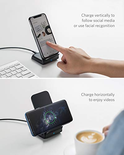 Anker 15W Max Wireless Charger with USB-C, PowerWave 7.5 Stand, Qi Certified Fast Charging for iPhone 12, 12 Pro Max, SE, 11, 11 Pro, 11 Pro Max, Galaxy S20 S10 & More (No AC Adapter)