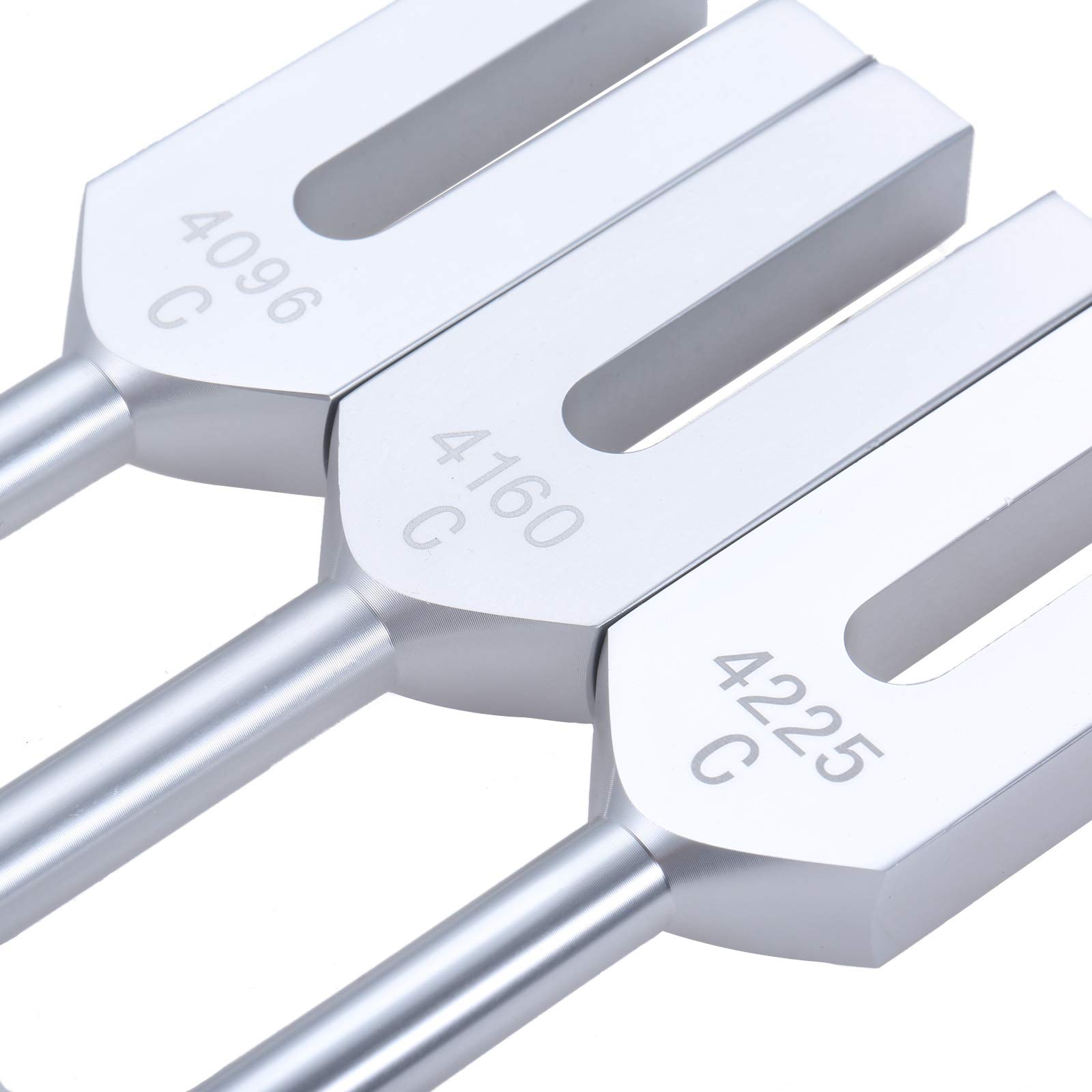 Angel Tuning Forks Set - 4096 Hz, 4160 Hz, 4225 Hz for Sound Healing, Musical Instrument, Therapy, with Silicone hammer and Soft Storage Bag