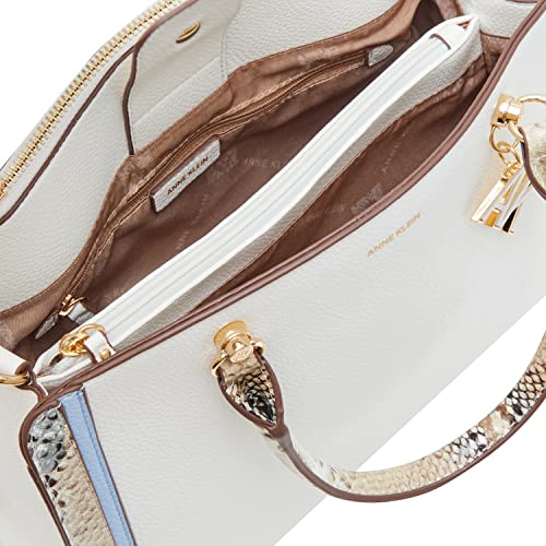 Anne Klein womens Printed satchel, Anne White/ Skye Isle/ Skye Isle Snake, One Size US