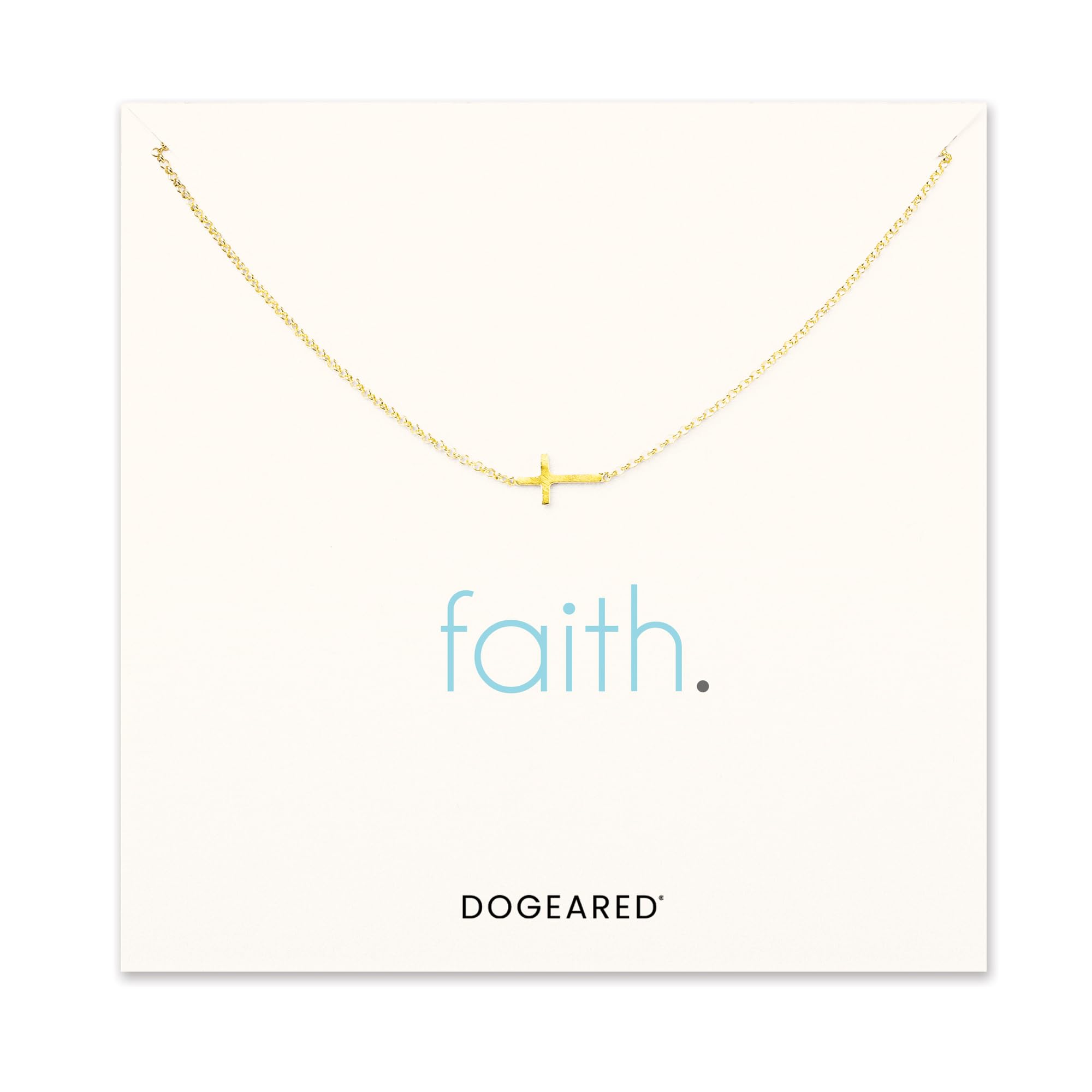 Dogeared Faith Sideways Cross Necklace Gold Dipped Sterling Silver