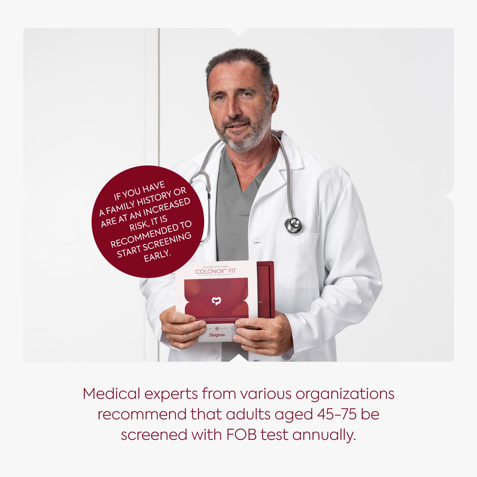 COLONOX at-Home Colon Screening Test Kit – Easy to Use Fecal Occult Blood (FIT or FOB) Colon Test for Early Detection (1 Test)