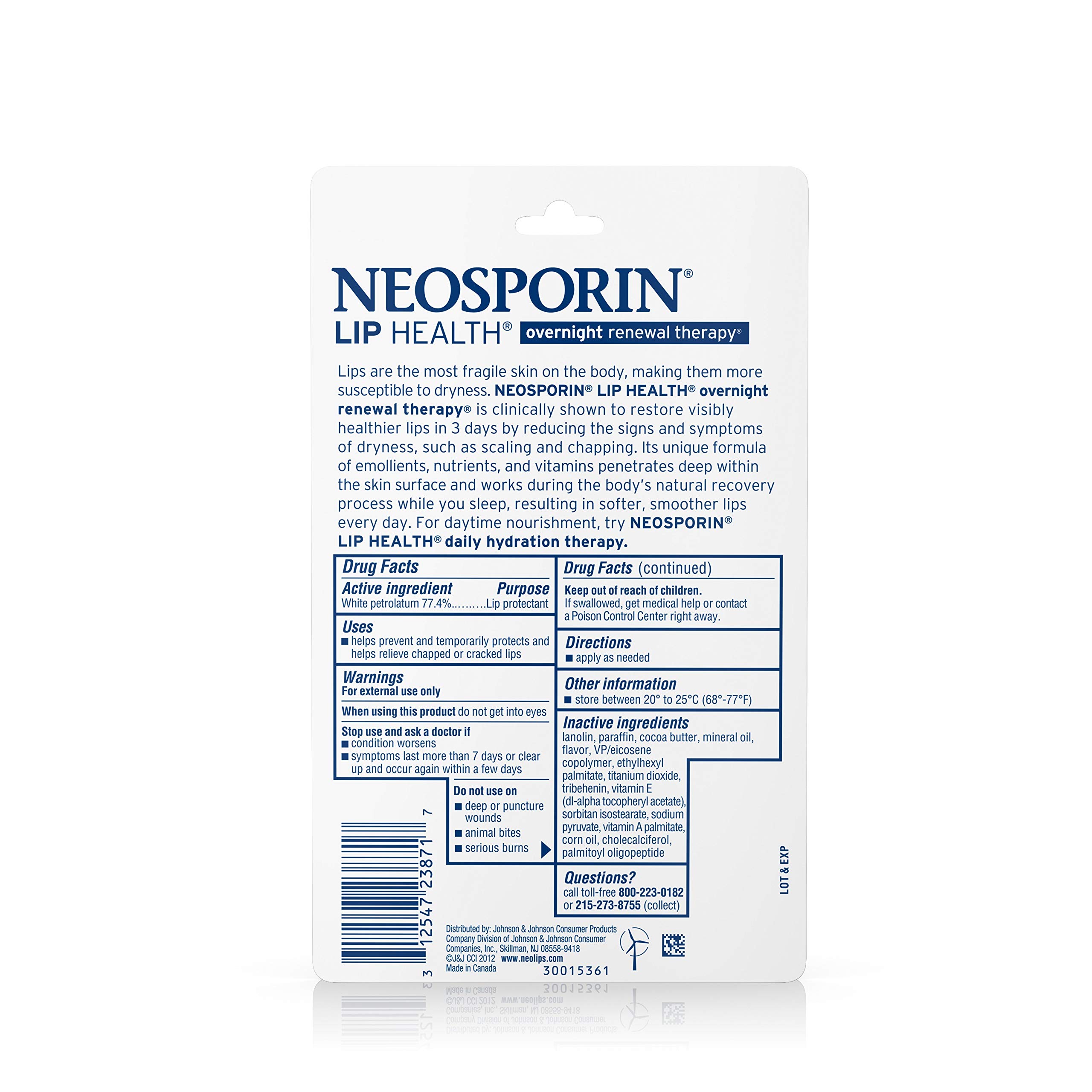 Neosporin Lip Health Overnight Healthy Lips Renewal Therapy Petrolatum Lip Protectant 0.27 oz