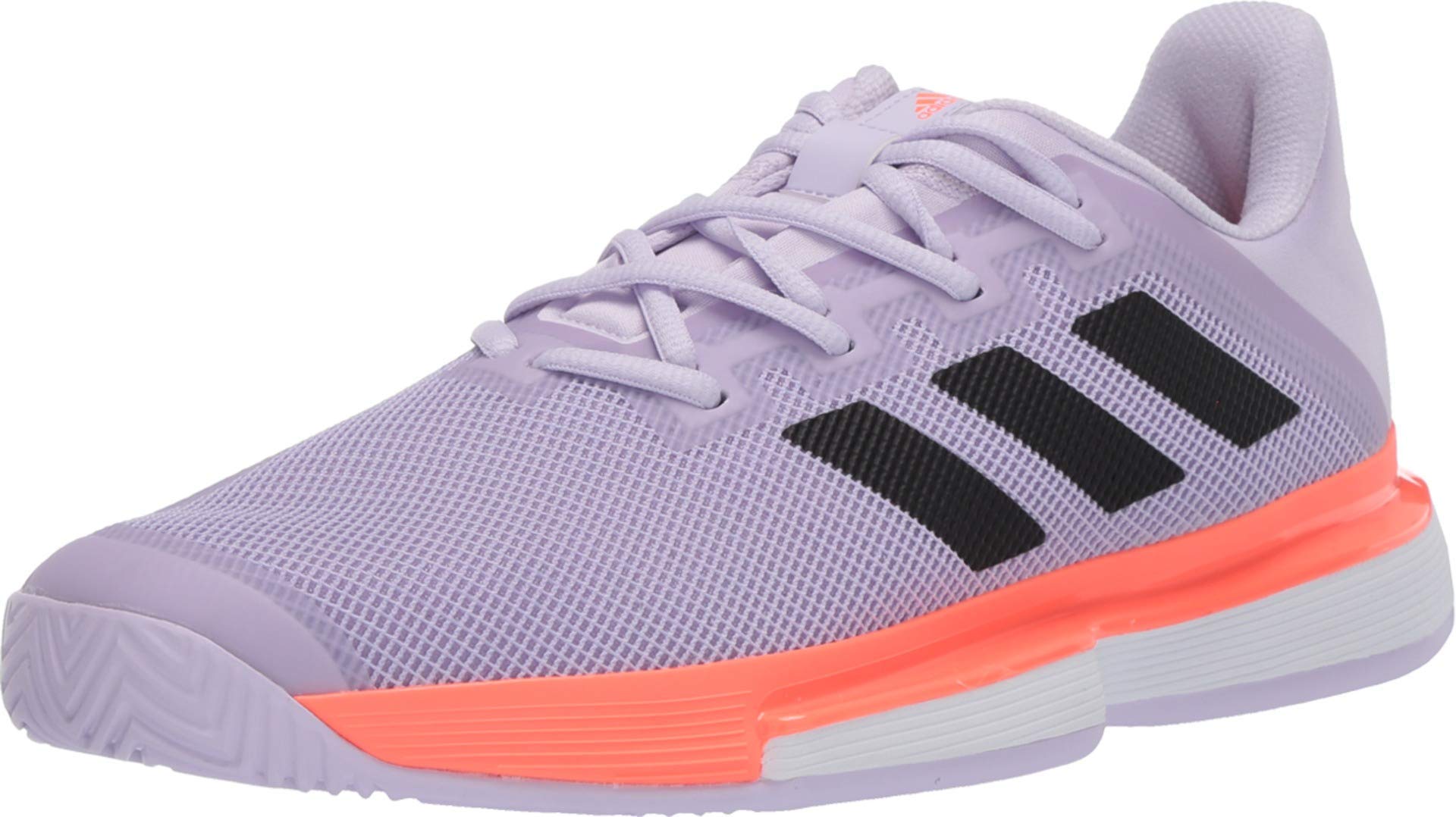 adidas Women's Solematch Bounce W Sneaker, Purple Tint/core Black/Signal Coral, 5 M US