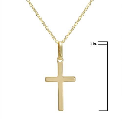 Amanda Rose Collection 14K Solid Yellow Gold Cross Pendant Necklace for Women on an 18 inch 14K Gold Chain