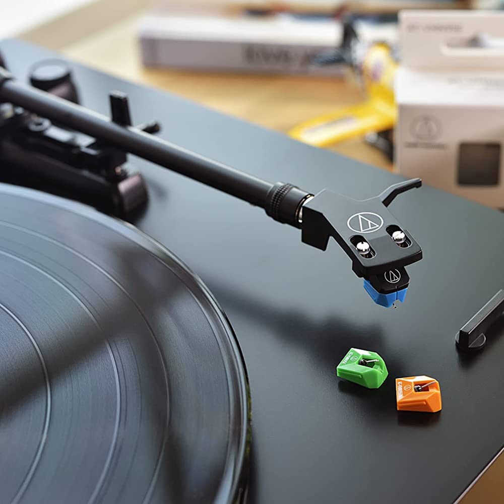 Audio Technica AT-LP3XBT-BK Fully Automatic Wireless Belt-Drive Turntable, Black Bundle with Deco Gear 12" Turntable Platter Mat, Vinyl Record Cleaning Fluid System with Brush & Microfiber Cloth