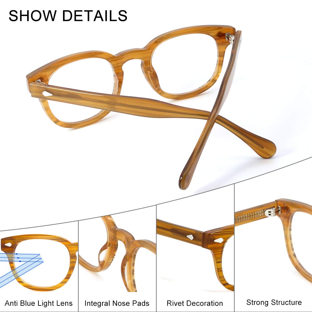 ANGEL REGAL Computer Glasses Women Blue Light Blocking,Blue Light Glasses Men Square Gaming Glasses Eyeglasses Frame, Stripe Brown