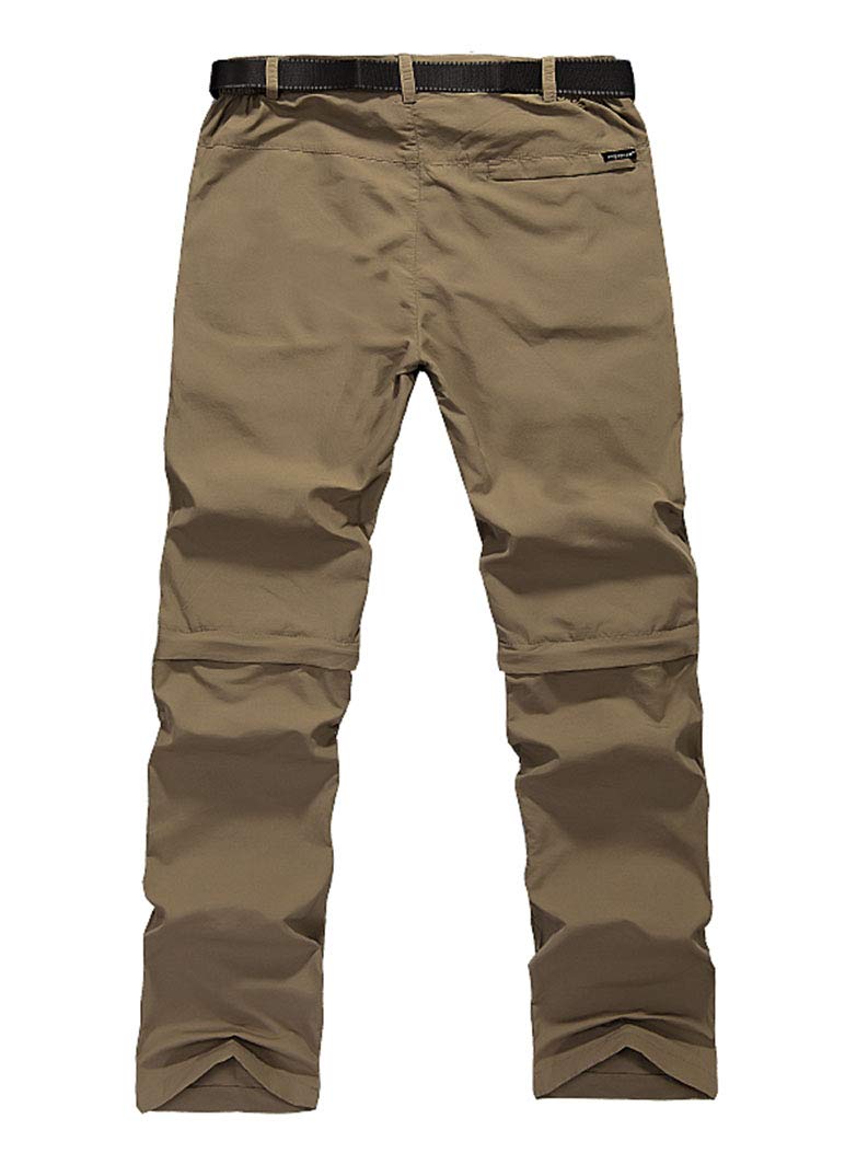 Amoystyle Men's Water-Repellent Quick Dry Convertible Hiking Pants Khaki Asian 7XL