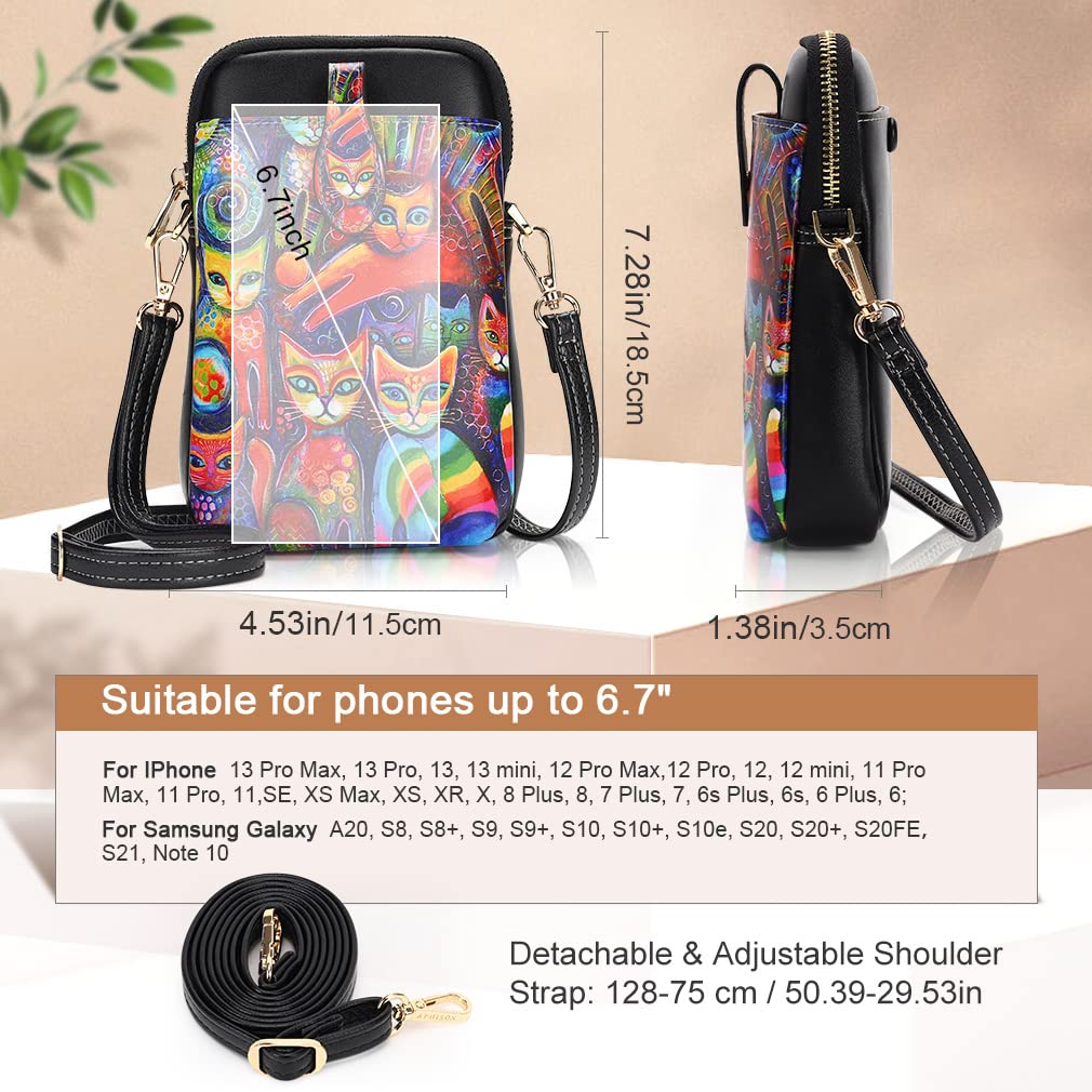 APHISON Small Crossbody Phone Bag For Women Small Cellphone Shoulder Bags Microfiber Leather Wallet Purse
