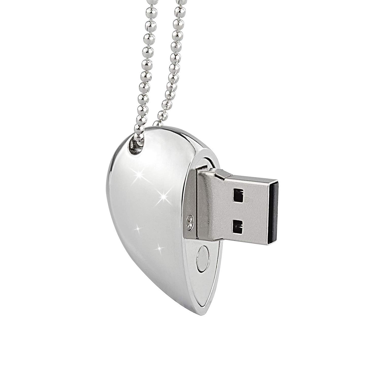 KOOTION 64GB Heart-Shape Pendant USB Flash Drive Cordiform USB2.0 Memory Stick Heart Flash Drive, Pink