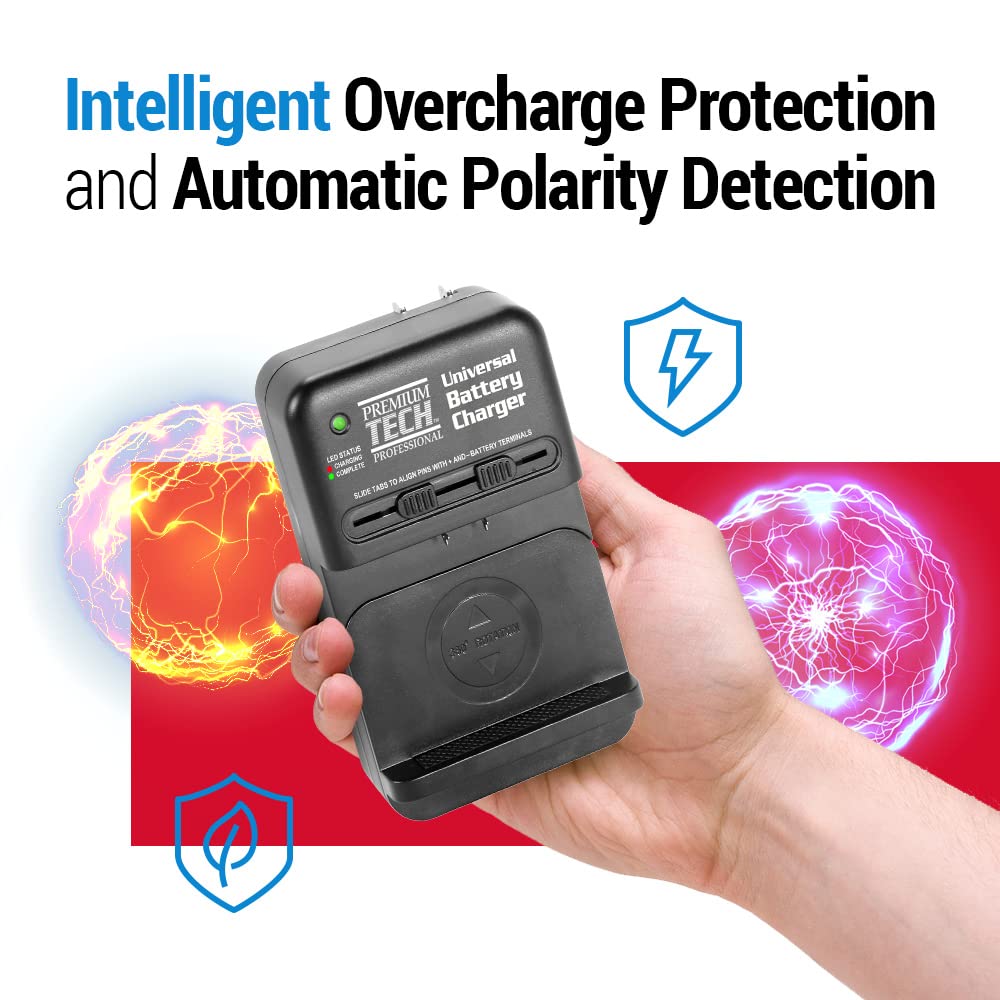 Vidpro PT-UNV Universal Li-Ion Battery Charger - Adjustable Programmable Travel Friendly Charger with Overcharge Protection and Automatic Polarity Detection Compatible with Most Battery Types