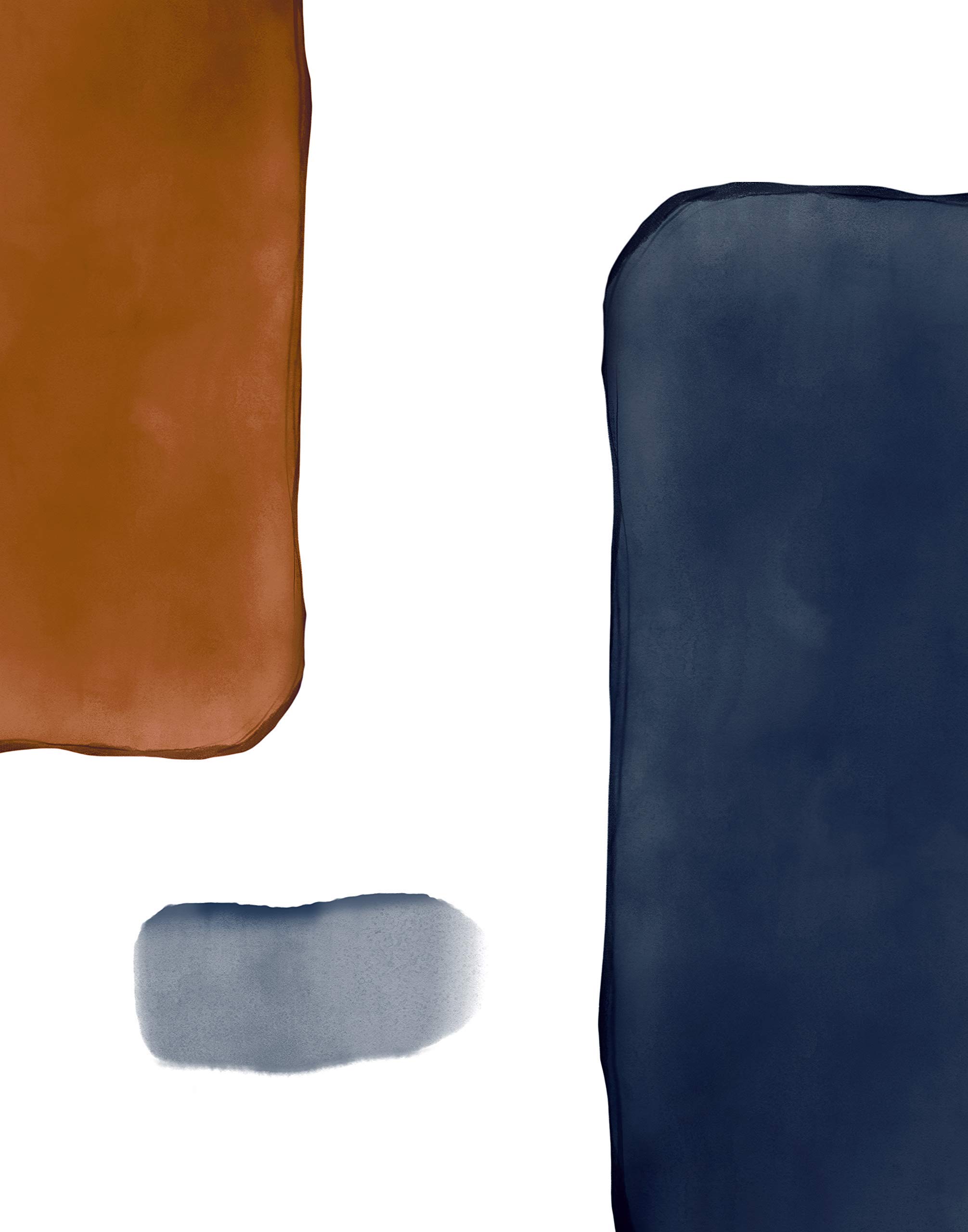 Abstract Navy Blue, White & Rust Blocks Wall Art. Set of 2 11x14 UNFRAMED Prints. Abstract, Minimalist Modern Wall Decor. Neutral Shades of Dark Indigo Blue, Burnt Orange and White.