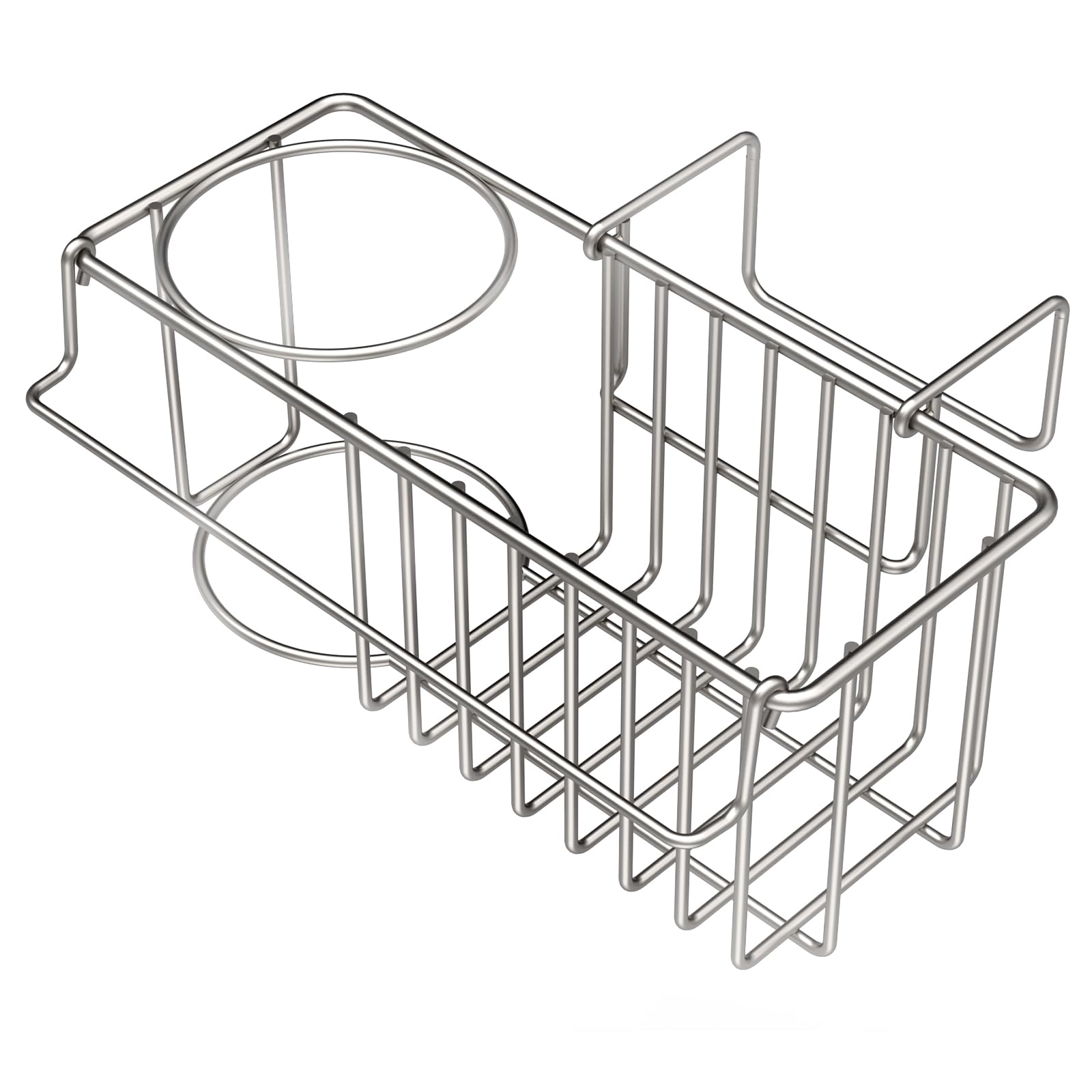 Aiduy Sponge Holder for Kitchen Sink - 3 In 1 Sink Caddy for Brush Holder Dish Cloth Hanger Stainless Steel Organizer Rack for Drain Stopper Scrubber Soap Tray