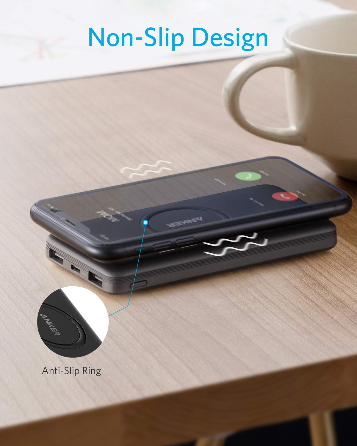 Anker Wireless Power Bank, PowerCore 10,000mAh Portable Charger with USB-C (Input Only), External Battery Pack Compatible with iPhone 12, Mini, Pro, Pro Max, Samsung, iPad 2020 Pro, AirPods, and More.