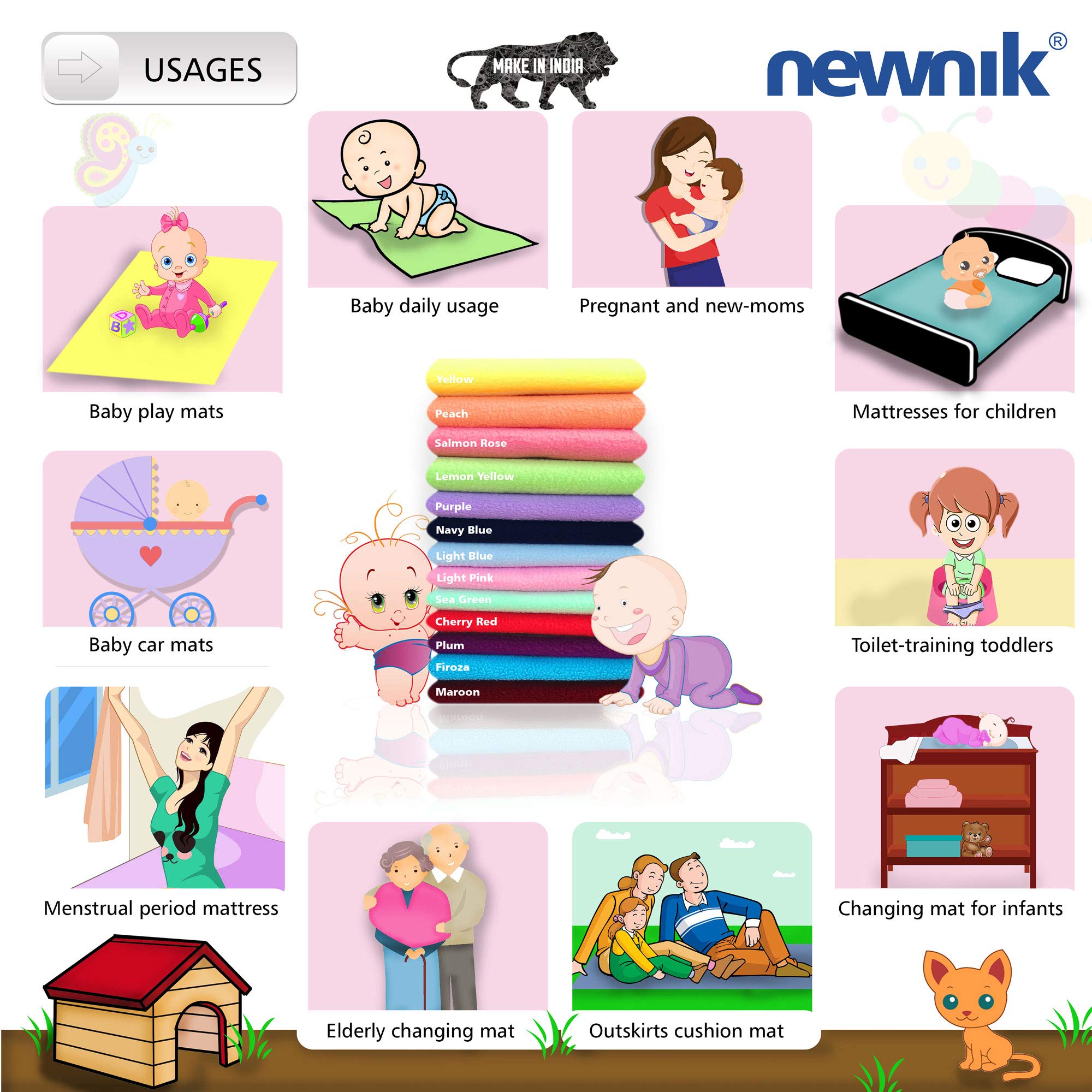 Newnik Waterproof, Breathable, Reusable Mat/Underpad/Absorbent Sheets/Mattress Protector (Size: 70 x 50 Centimeter, Yellow)