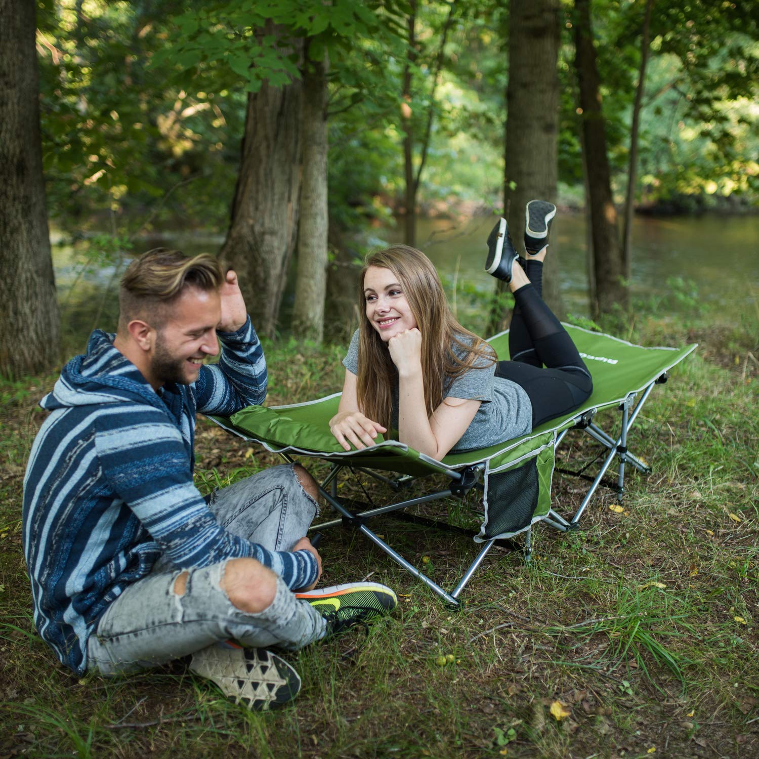 Alpcour Folding Camping Cot β Deluxe Collapsible Single Person Bed in a Bag w/Pillow for Indoor & Outdoor Use β Ultra Lightweight, Comfortable, Heavy Duty Design Holds Adults & Kids Up to 300 Lbs