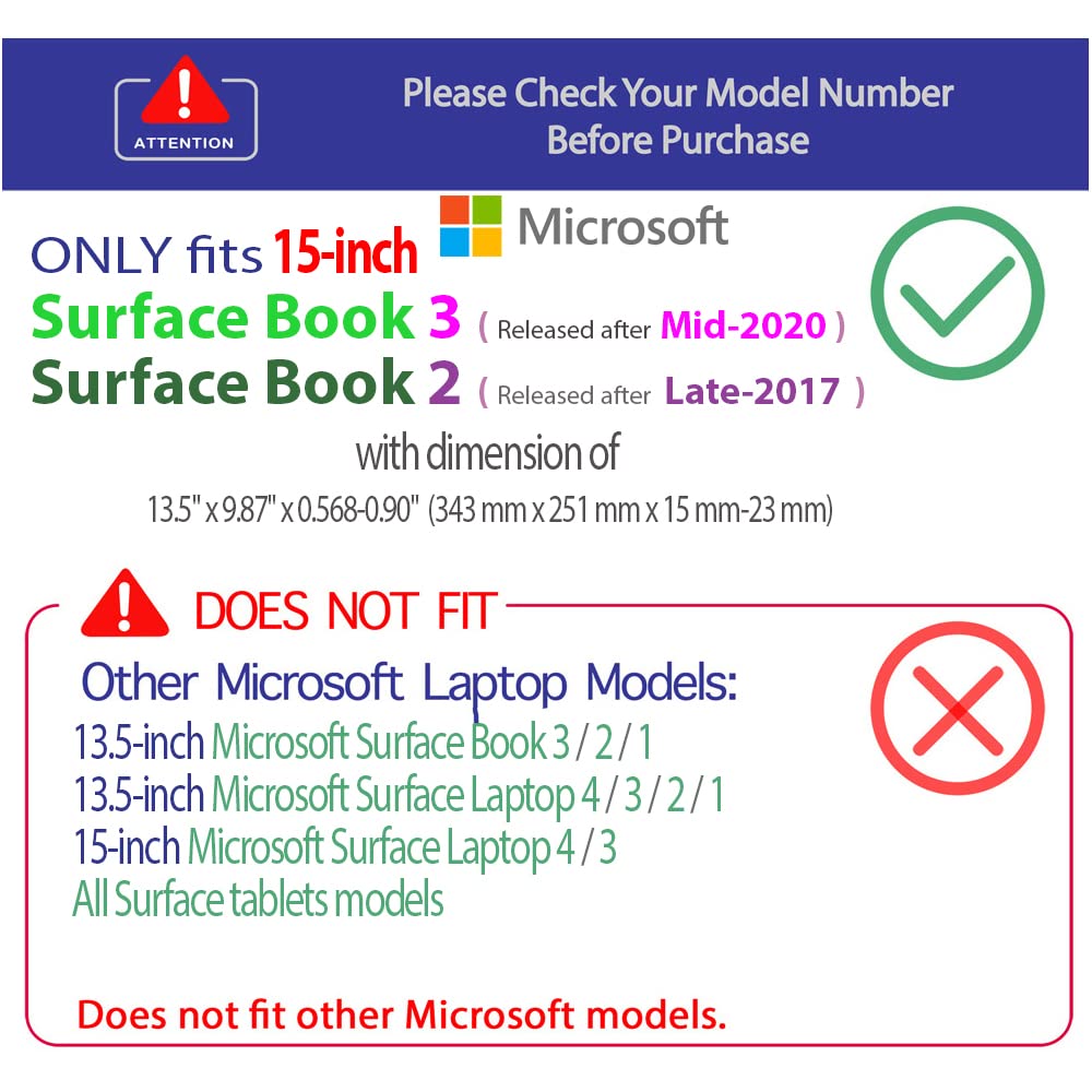 mCover Case Compatible for 2017~2022 15" Microsoft Surface Book 2/3 with Detachable Tablet Display ONLY (NOT Fitting Cheaper Surface Laptop Models) - Clear