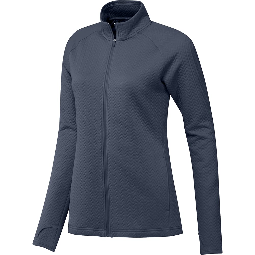 adidas Golf Women's Textured Full Zip Recycled Polyester Jacket, Navy, Extra Large