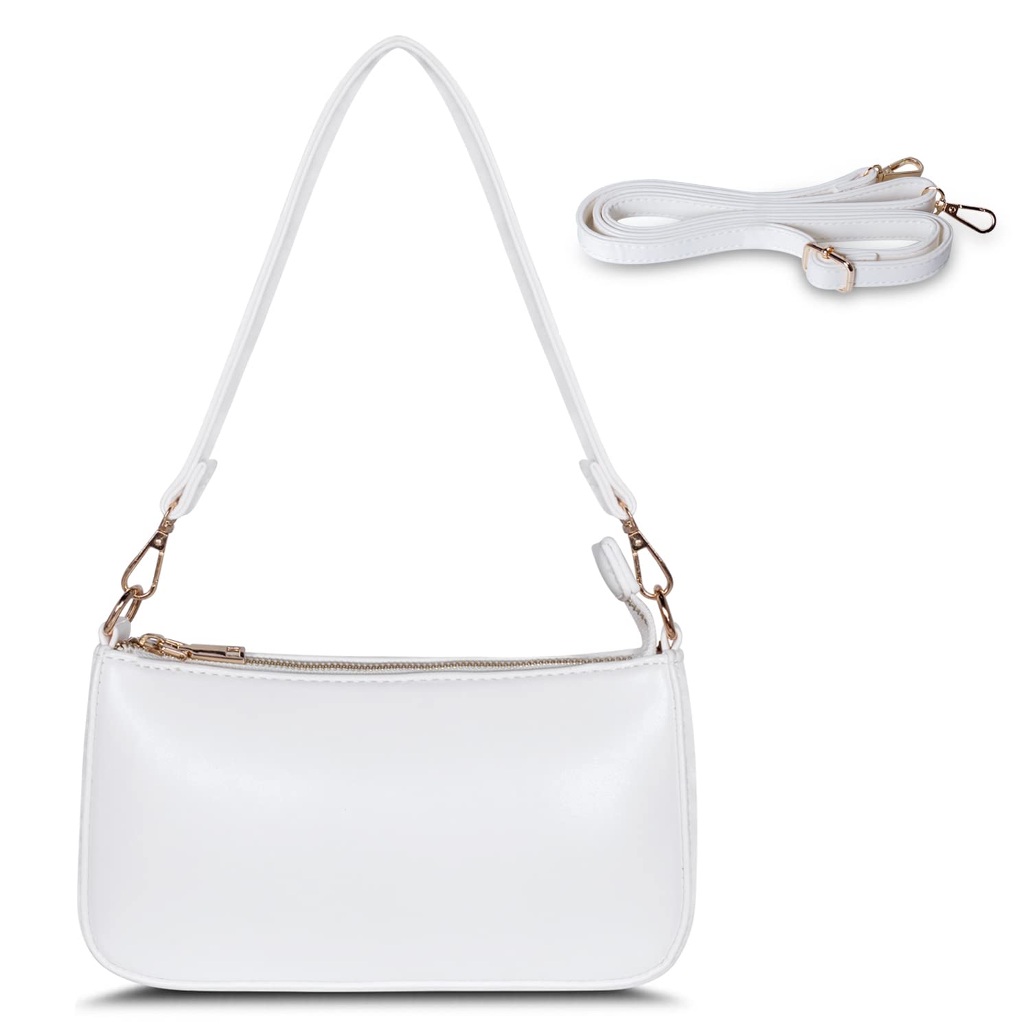 Apperloth Small Shoulder Bag with Zipper Closure Retro Classic Clutch Croc Tote HandBags for Women (Style 2 White)