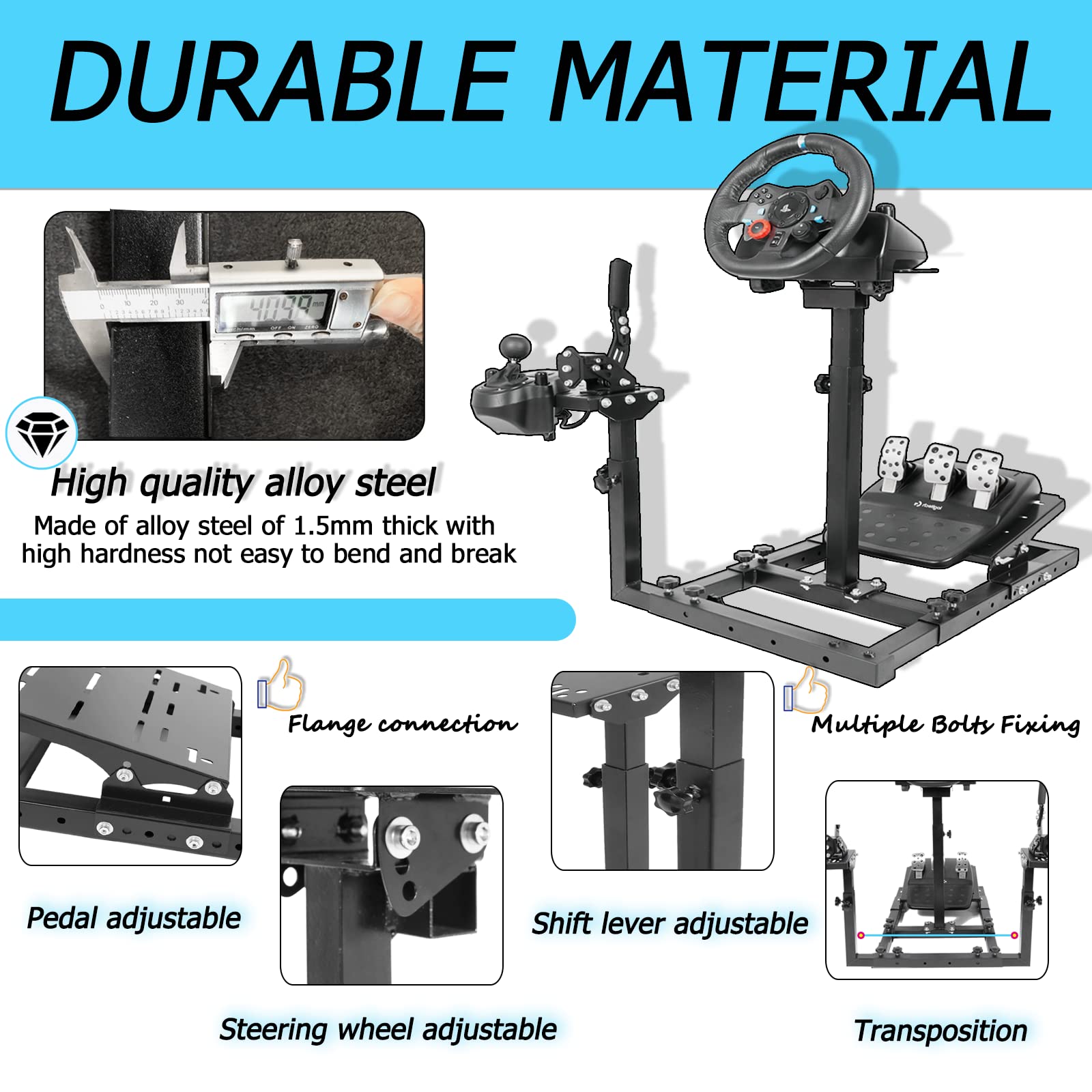 Anman G29 Racing Wheel Stand Fit for Logitech G920 G923 G27,Thrustmaster T150 T248 T300RS TMX,Fanatec Driving Simulator Cockpit Gravity Upgrade,Steering Wheel Pedal Seat Not Included