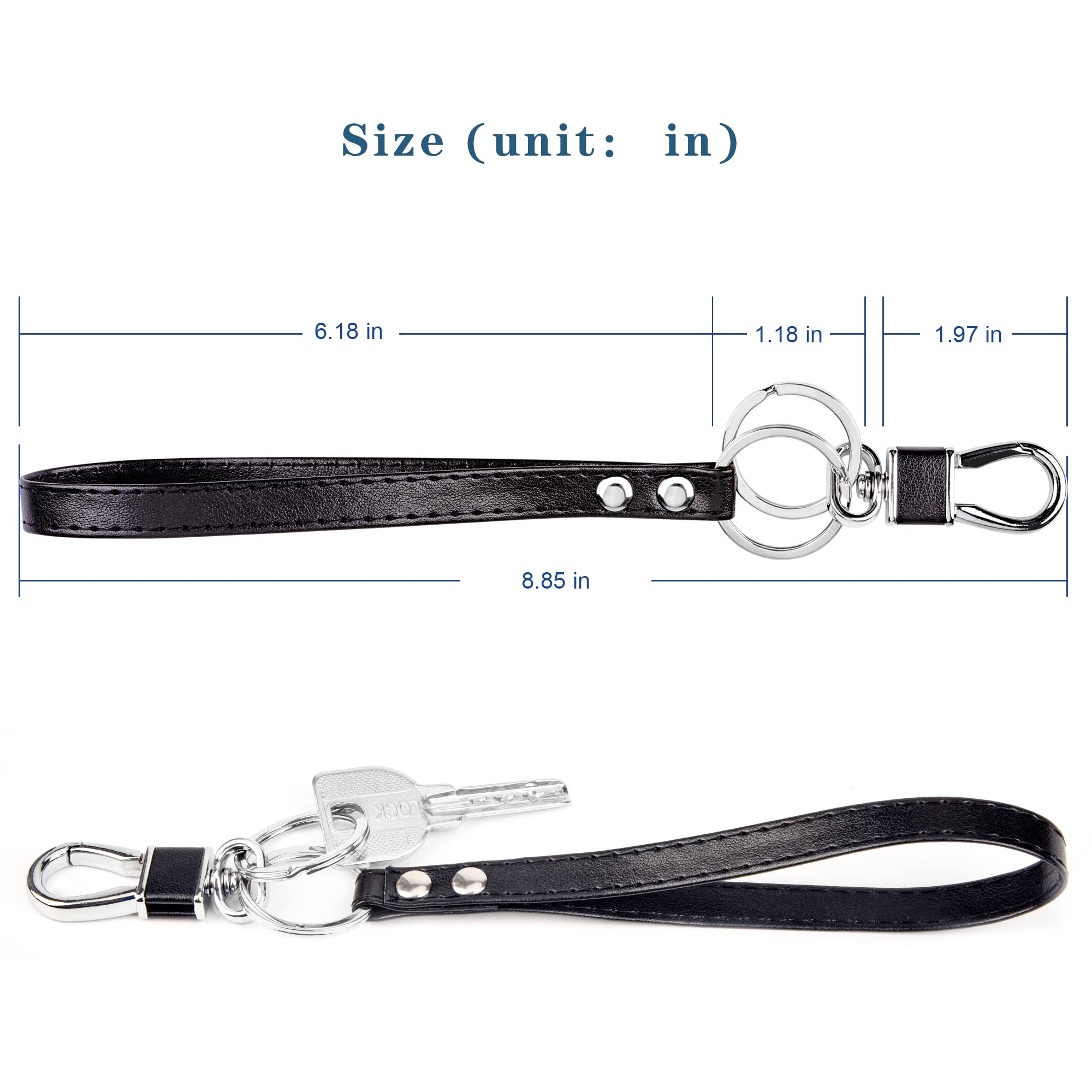 Amazon Essentials - Lanyard Keychain with Detachable Alloy Metal Rings Metal Rings (black)