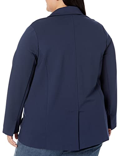 Amazon Essentials Women's Relaxed-Fit Soft Ponte Blazer, Navy, Large