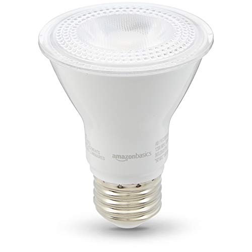Amazon Basics 7 W Equivalent 50W, Daylight White, Dimmable, 10,000 Hour Lifetime, PAR20 LED Light Bulb , 6-Pack