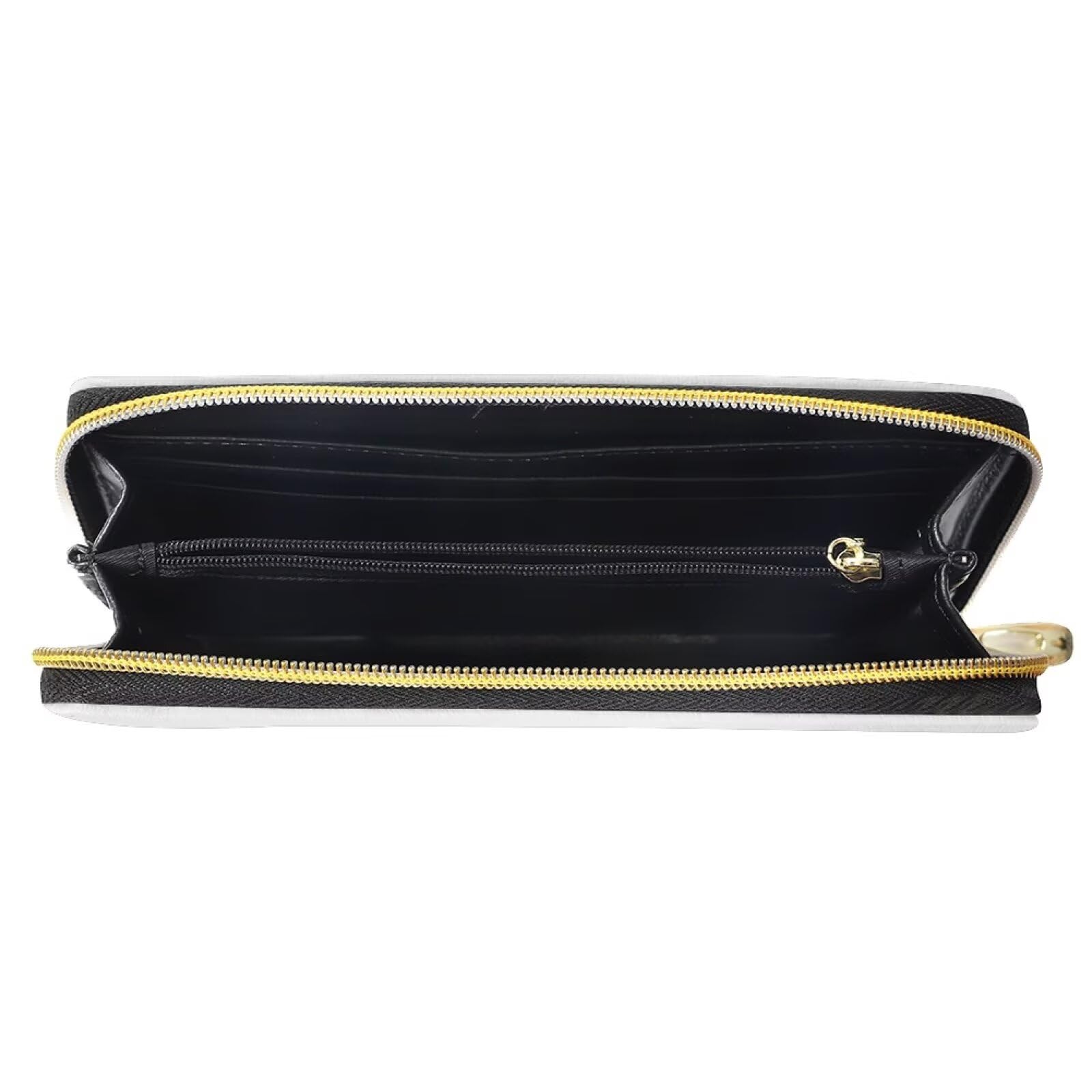 FOR U DESIGNS Fashion Women Pu Leather Purse Simple Polka Dot Black Zipper Wallet Passport Holder