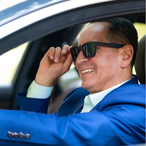 Ampere Dusk App-enabled Tint Adjustable Sunglasses, Smart Sunglasses with Open Ear Audio, Electrochromic, Polarized Lenses, Music, Calls (Black)