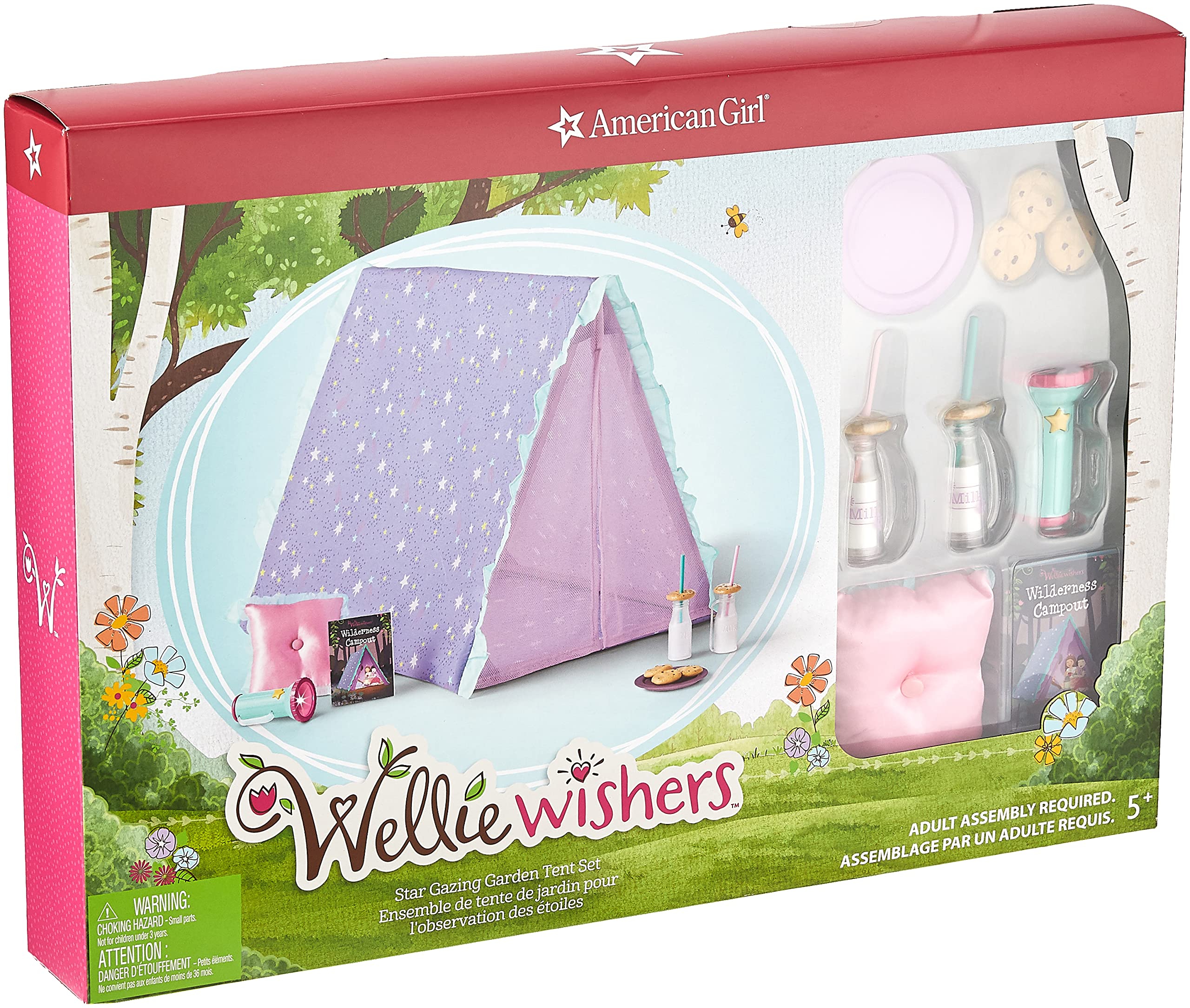 American Girl WellieWishers 14.5-inch Doll Garden Tent Playset with Pillow and Working Flashlight, For Ages 4+